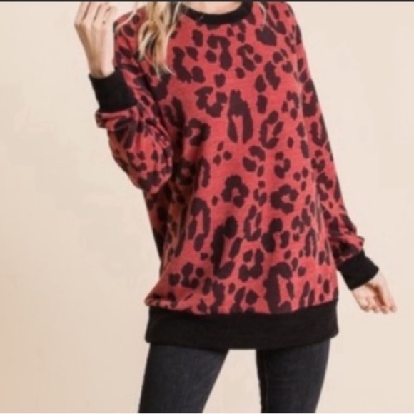 Sweaters | New Leopard Print Red Black Sweater | Poshmark